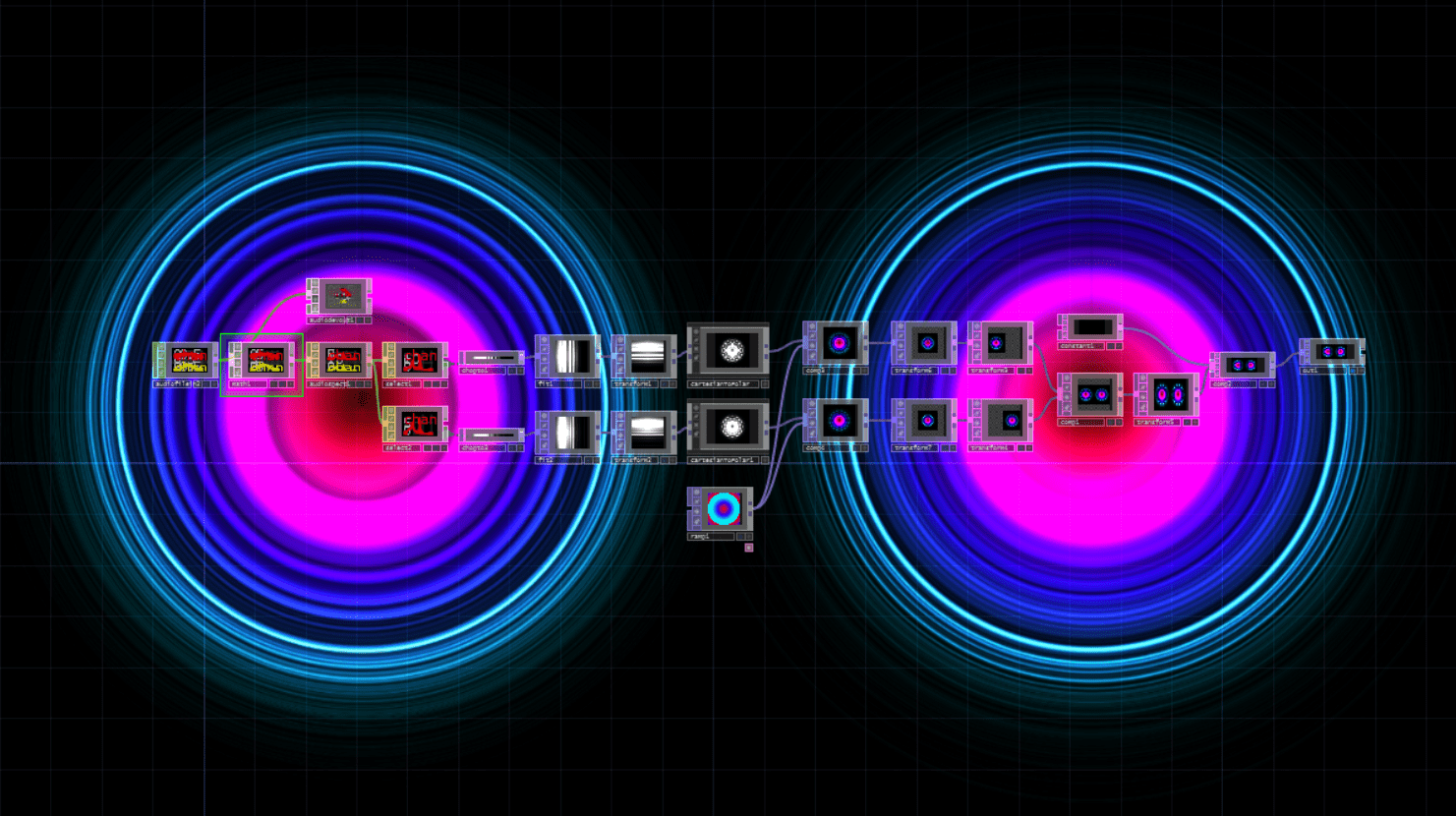 yoppa org – TouchDesigner中級編(3) – オーディオリアクティブ表現 (2) スペクトル解析